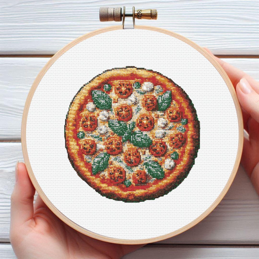 Pizza Margherita İtalian Pizza Cross Stitch Pattern. Downloadable ...