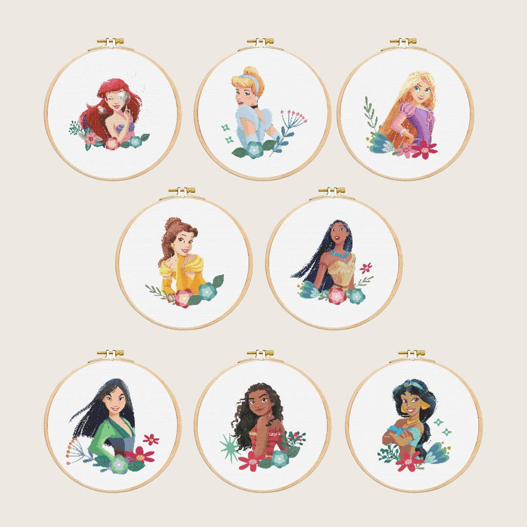 8 Princess Cross Stitch Pattern Set | 140x140 Stitches Each ...