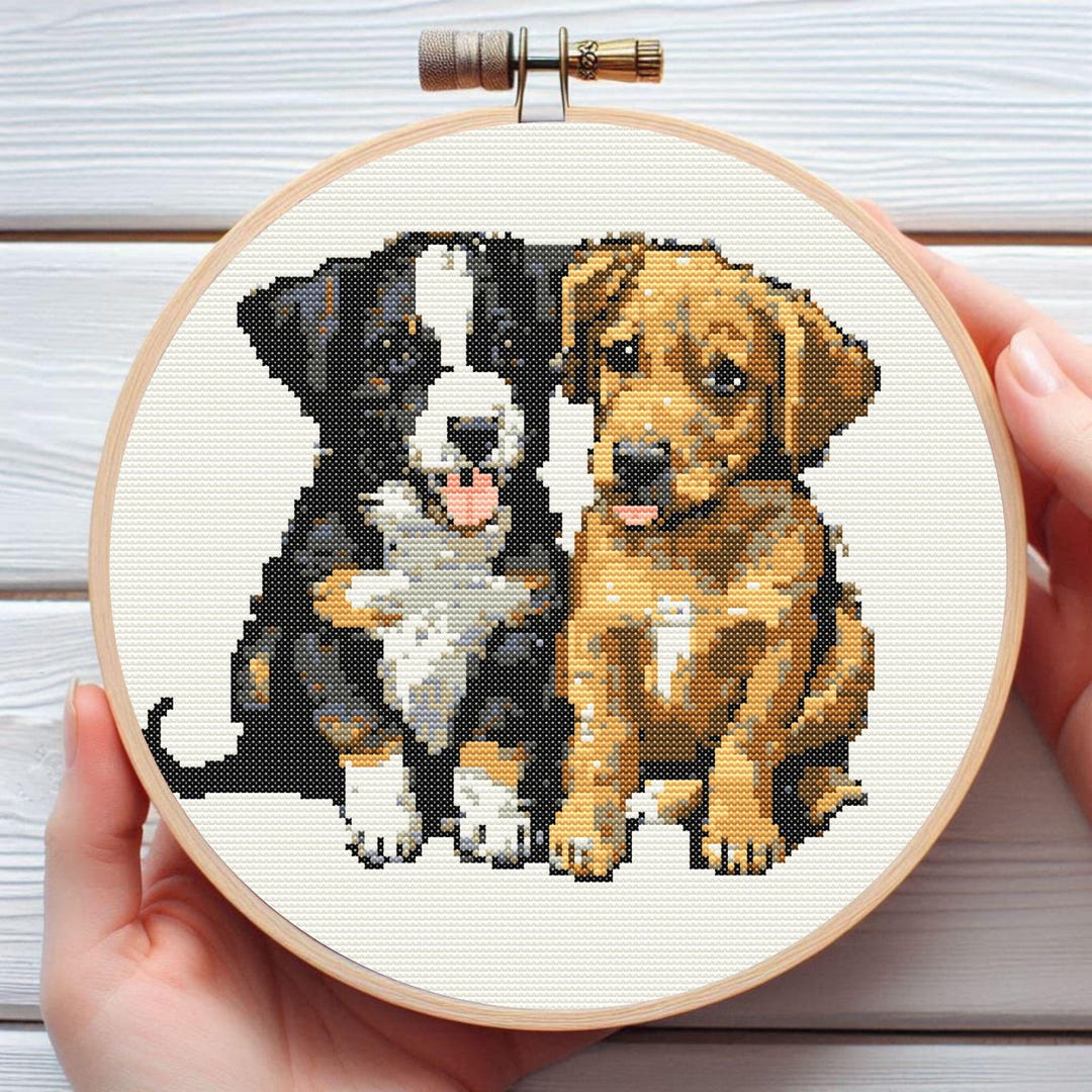 Cute Puppies Cross Stitch Pattern. Downloadable Digital PDF Design ...