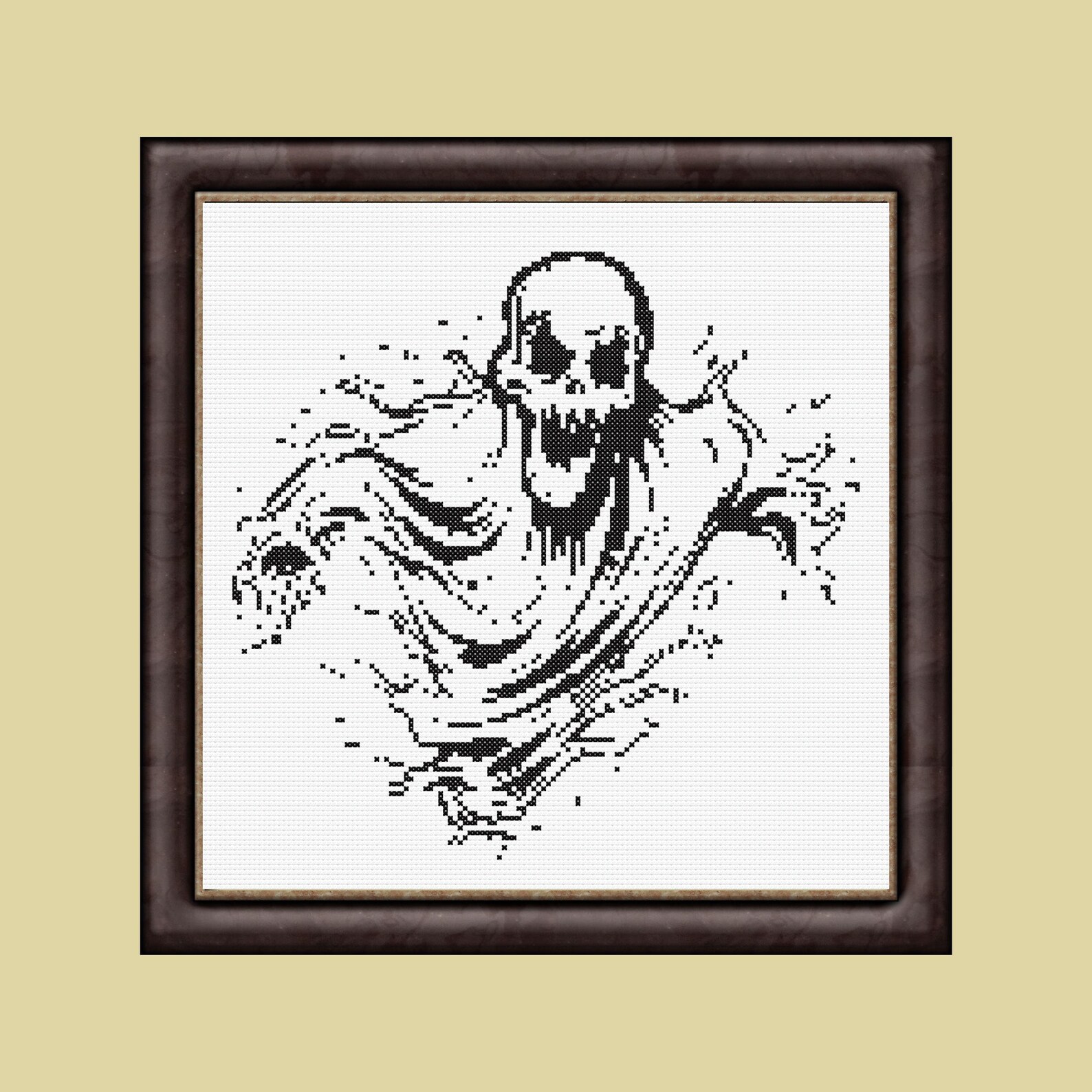 Scary Ghost Cross Stitch Pattern - Downloadable Digital Printed PDF ...