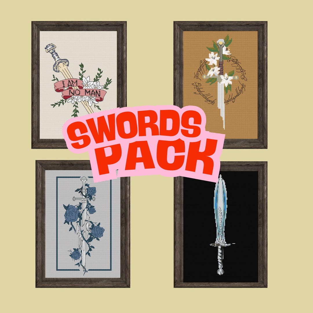 Fantasy Sword Cross Stitch Pattern Set - Downloadable Digital Printed ...