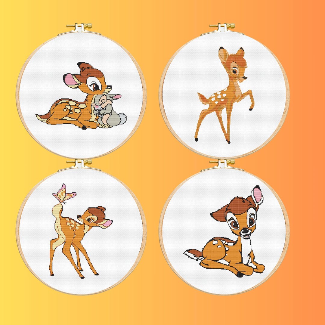 Bambi and Friends Cross Stitch Pattern - 4-pack Forest Series (PDF) - Etsy