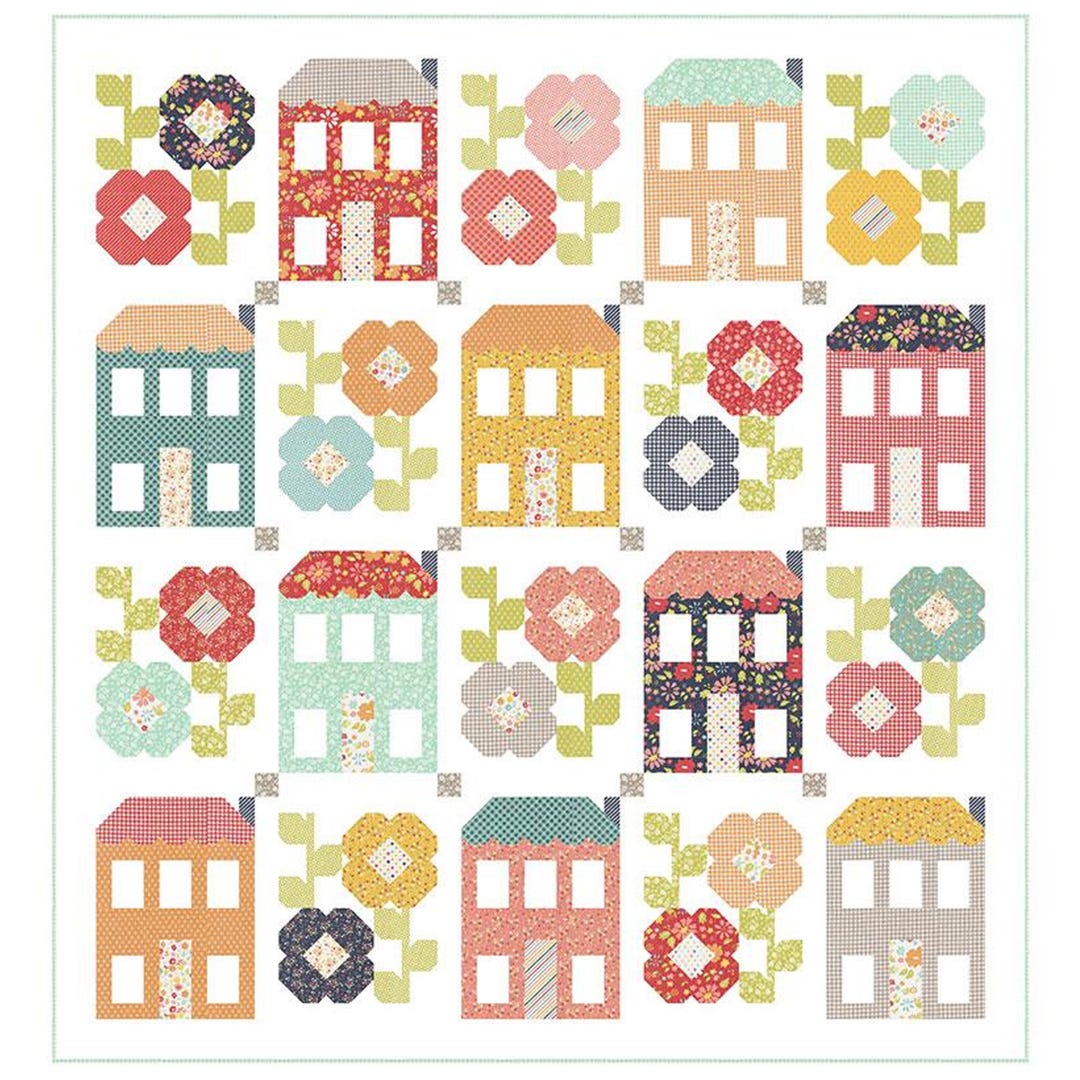 Spring Town Quilt Kit 61" X 66" With Moda Delightfully Yours Fabric by ...