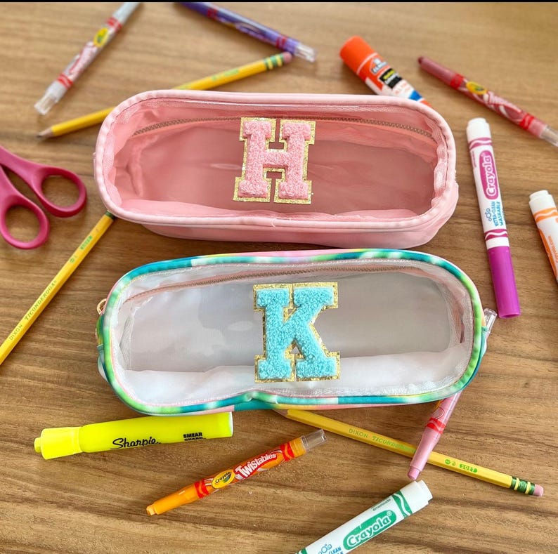 Personalized Pencil Case | Clear Front Pencil Case With Initials ...