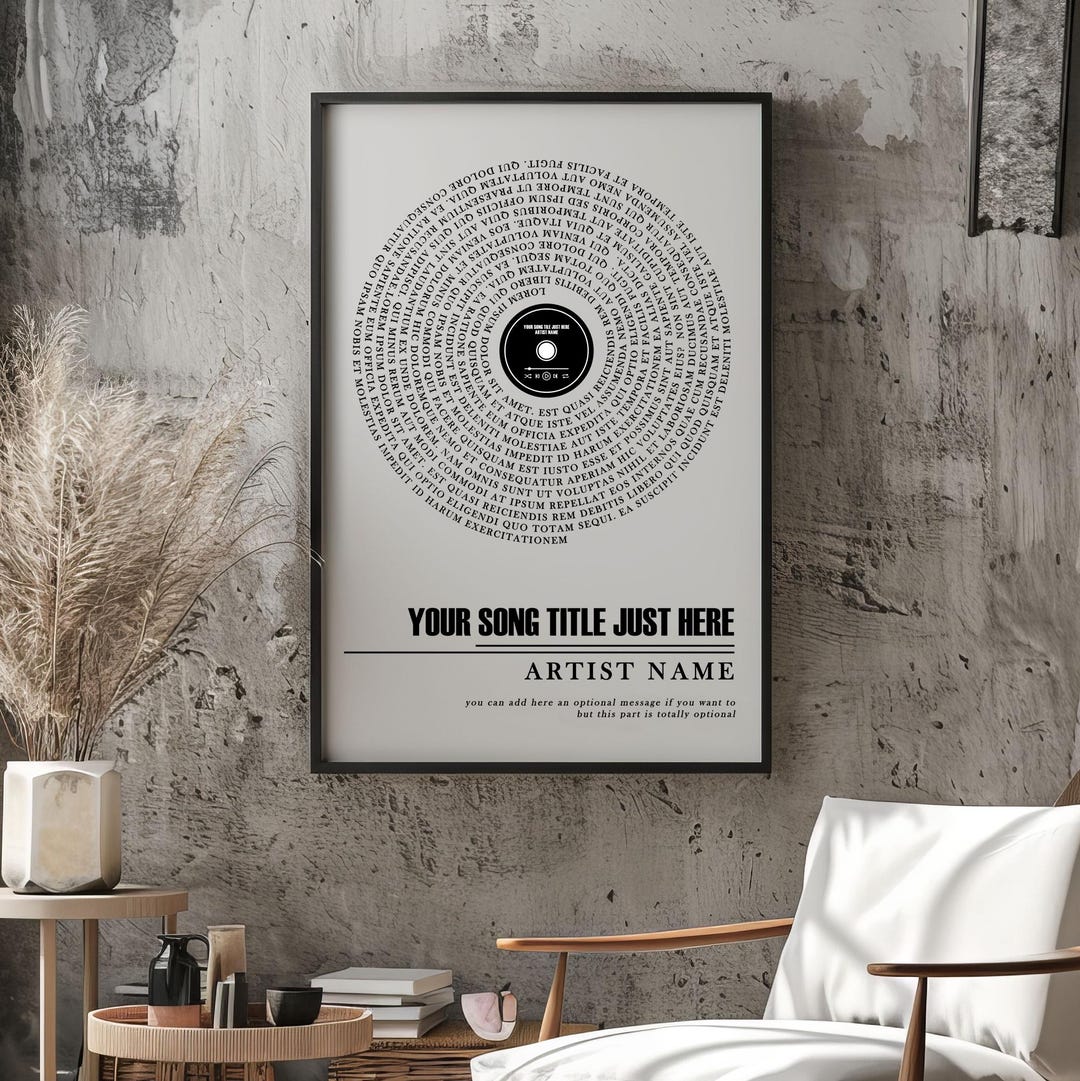 Custom Song Lyrics Poster Vinyl Shape, Rolled Posters, Music Wall Art ...