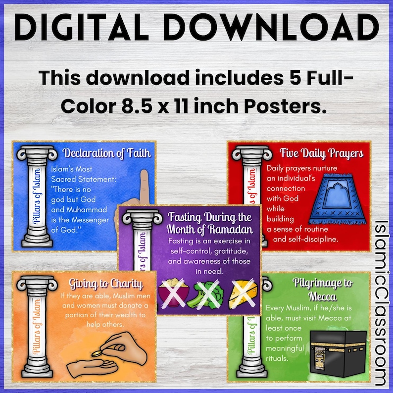 Five Pillars of Islam Posters (DIGITAL DOWNLOAD) - Etsy