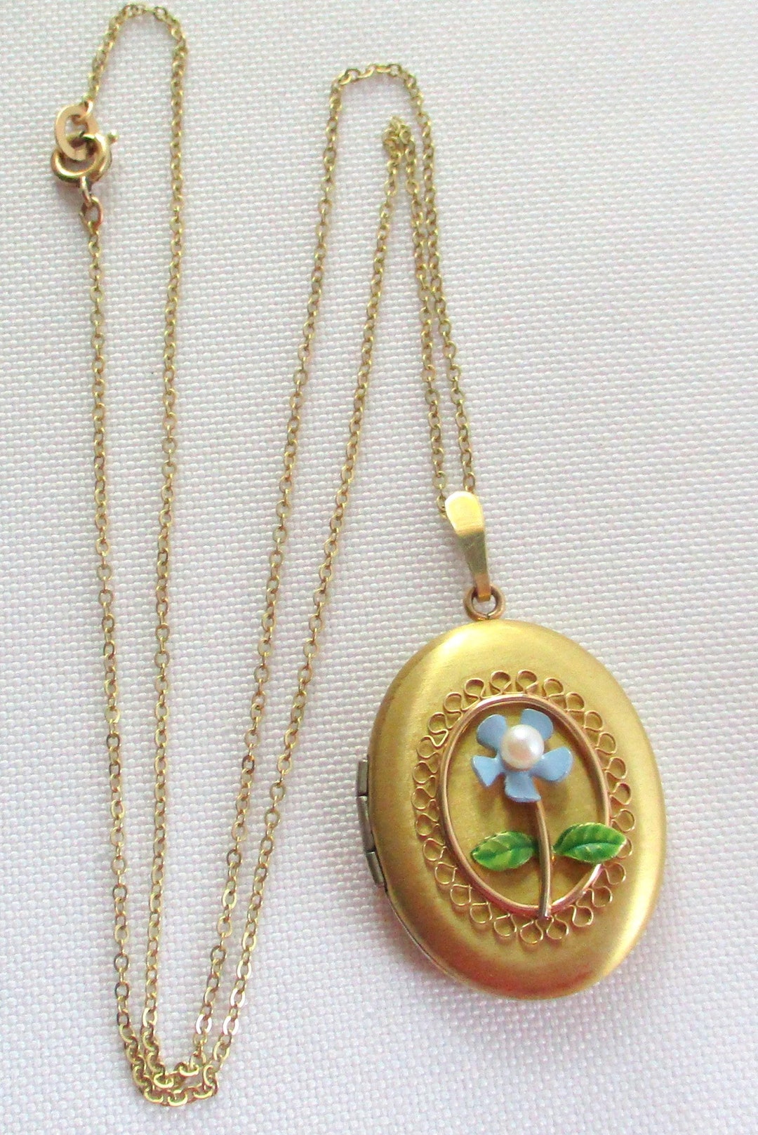 Vintage Krementz Forget Me Not Locket Necklace - Etsy