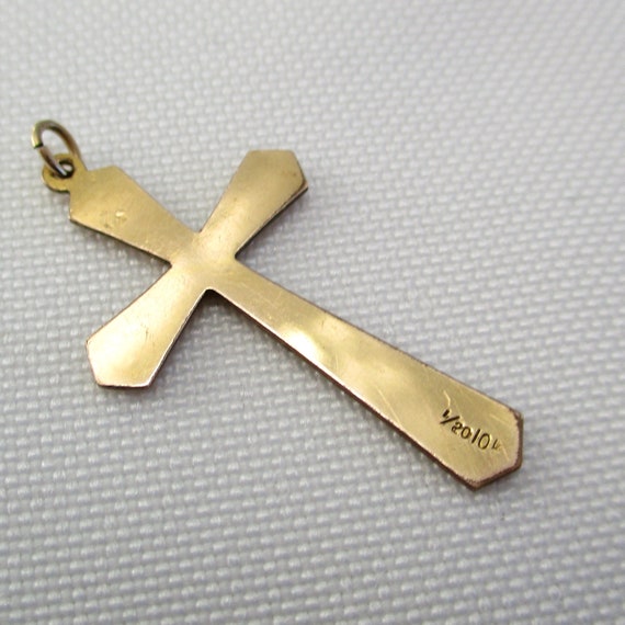 Vintage 1-10 10K Gold Filled Cross Pendant - Gem