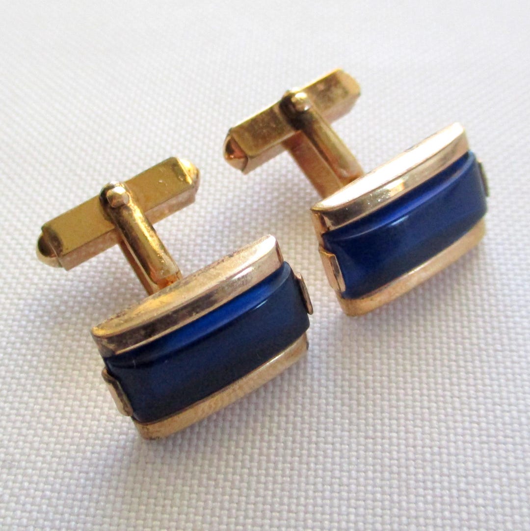 Vintage Swank Blue Cuff Links 1/20 12 KT Gold Filled - Etsy