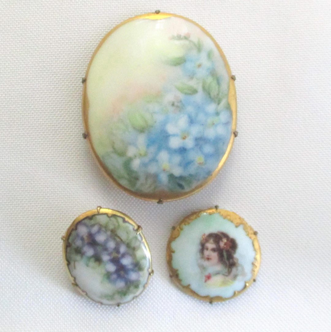 Vintage Group of 3 Victorian Porcelain Jewelry Parts for Repurposing - Etsy
