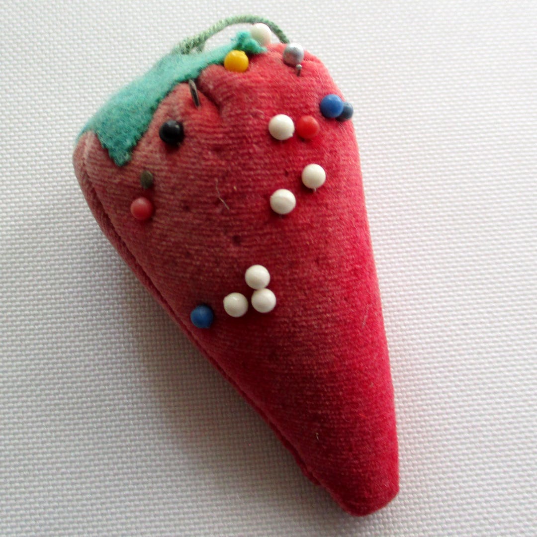 Vintage Velvet Strawberry Needle Emery Green Felt Cap - Etsy