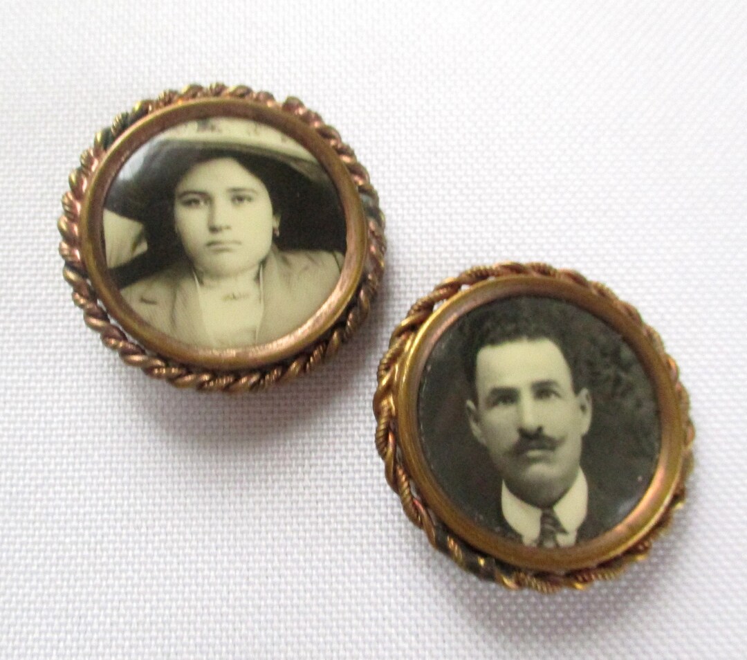 Vintage Husband and Wife Photo Brooches - Etsy