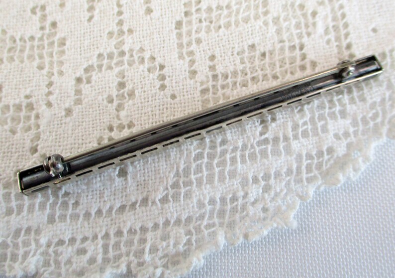 Vintage Sterling Silver Bar Pin Brooch Amethyst and Clear Rhinestones ...