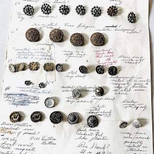 Vintage Button Display Card 31 Assorted Cut Steel, Brass, and Metal ...