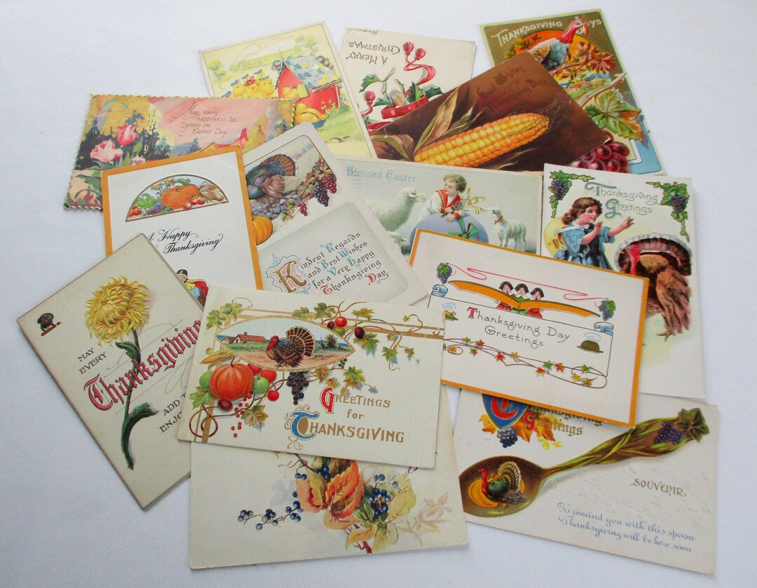 Vintage Group of 14 Holiday Postcards for Repurposing Christmas, Easter ...