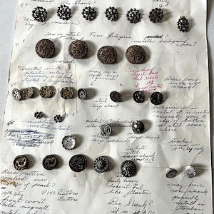 Vintage Button Display Card 31 Assorted Cut Steel, Brass, and Metal ...