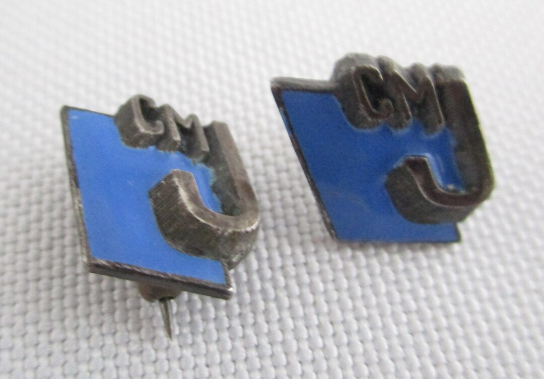 Vintage CMJ Blue Enamel Sterling Silver Lapel and Hat Pins - Etsy