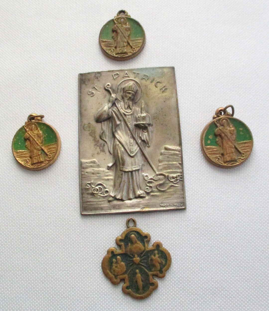Vintage Four Way and St. Patrick Medals With Green Highlights - Etsy