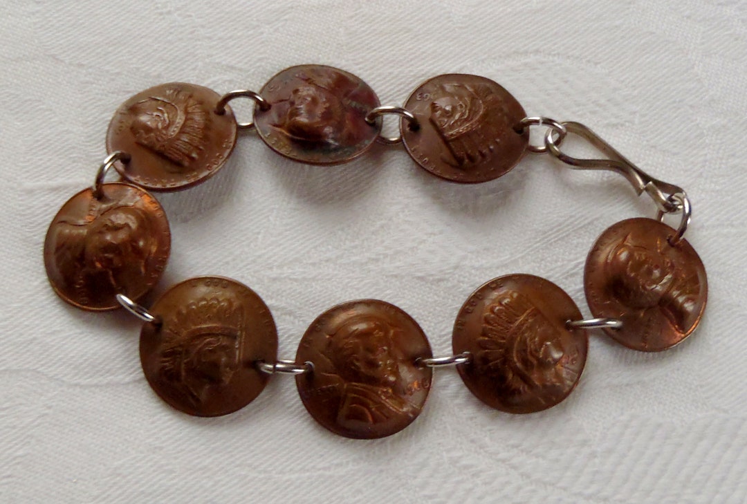 Vintage Repousse Pop Out Copper Penny Coin Bracelet - Etsy