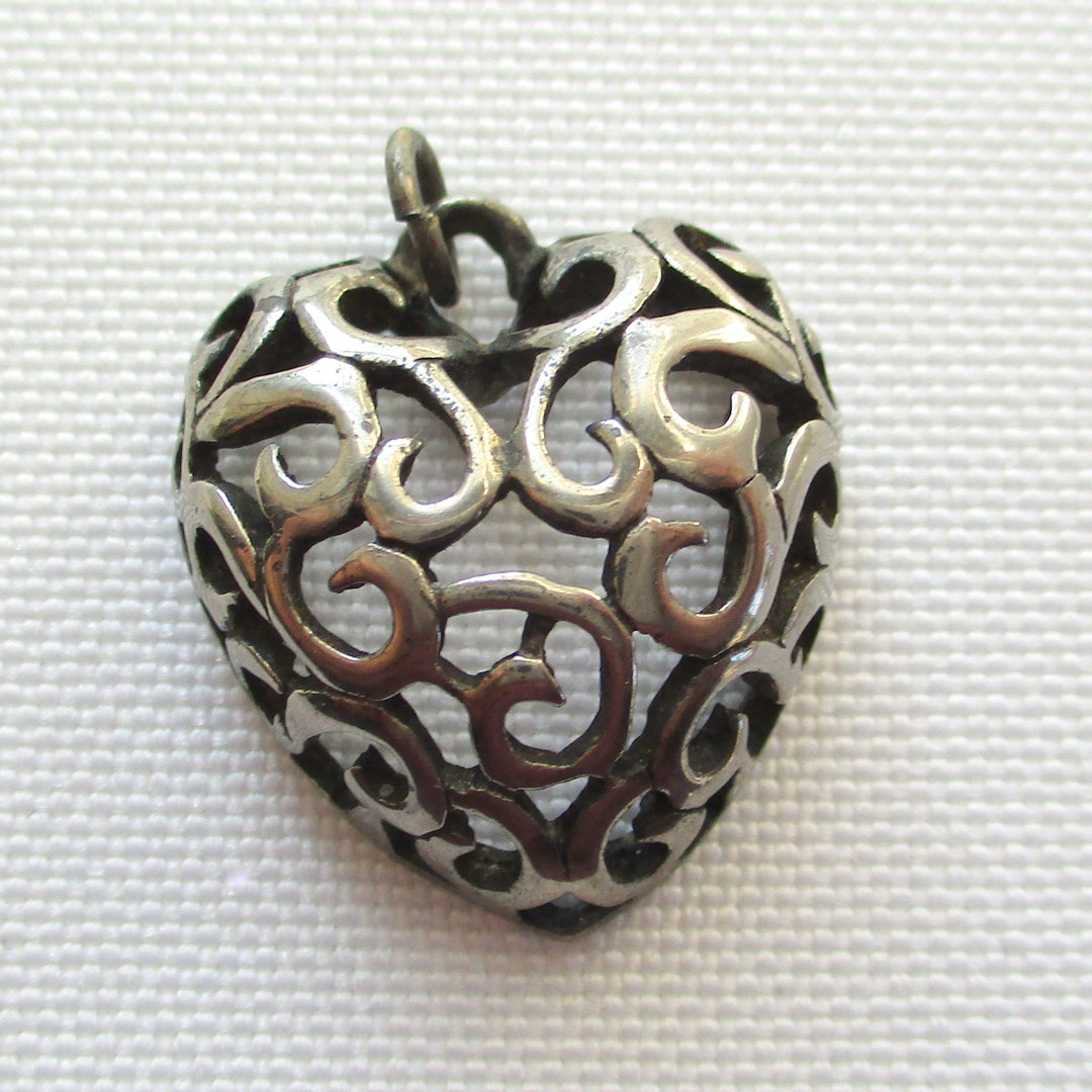 Vintage Filigree Heart Pendant Birks Sterling Silver - Etsy