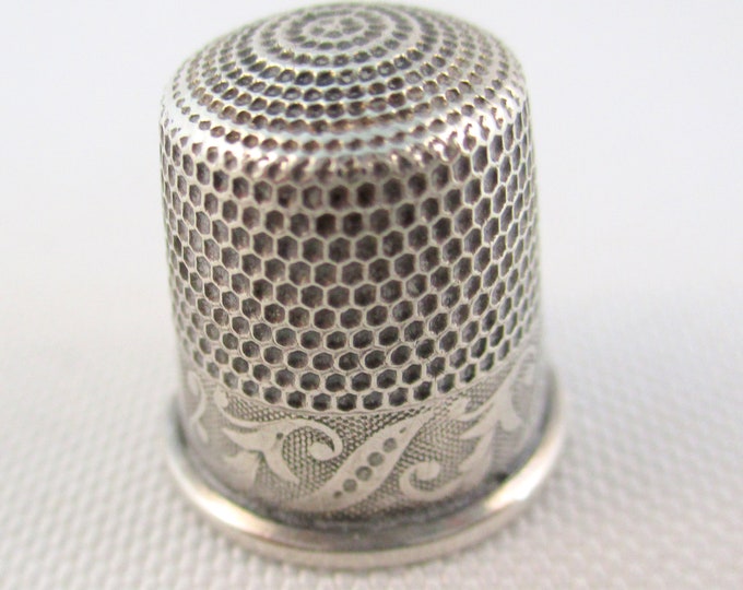 Vintage Waite Thresher Engraved Thimble Sterling Silver Size 7 - Etsy
