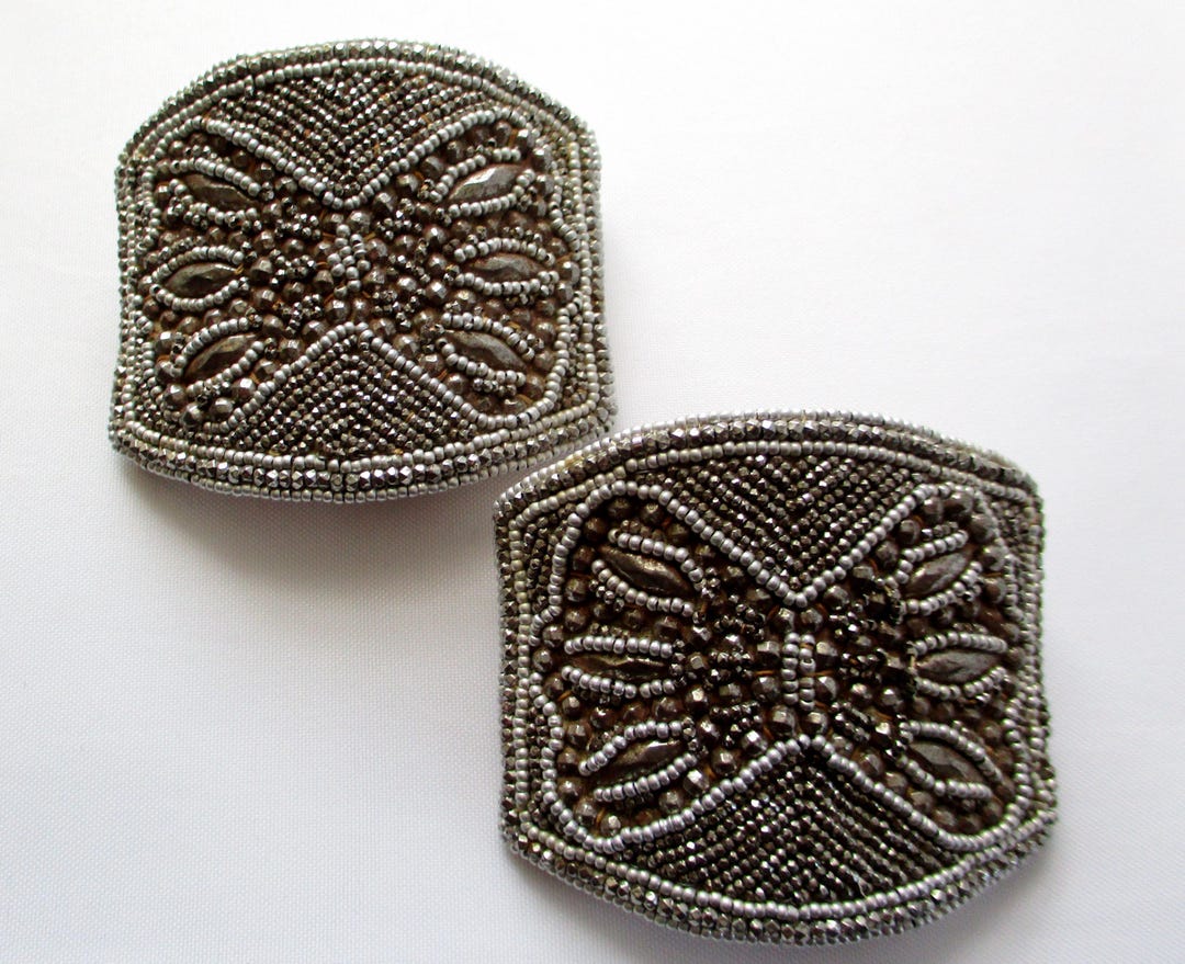 Vintage Holfast Rectangular Beaded Shoe Clips - Etsy
