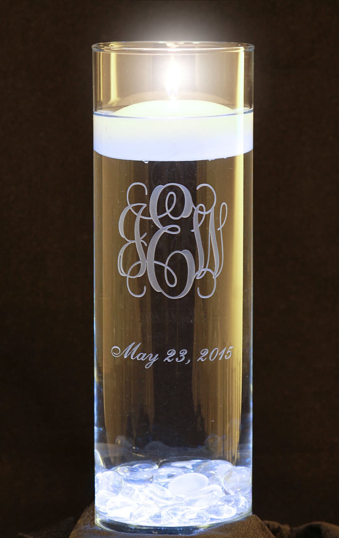 Personalized 3 Letter Monogram Wedding Floating Unity Candle - Etsy