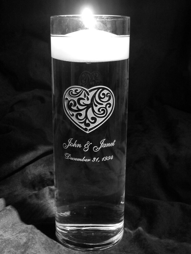 Heart Design Personalized Wedding Floating Unity Candle - Etsy