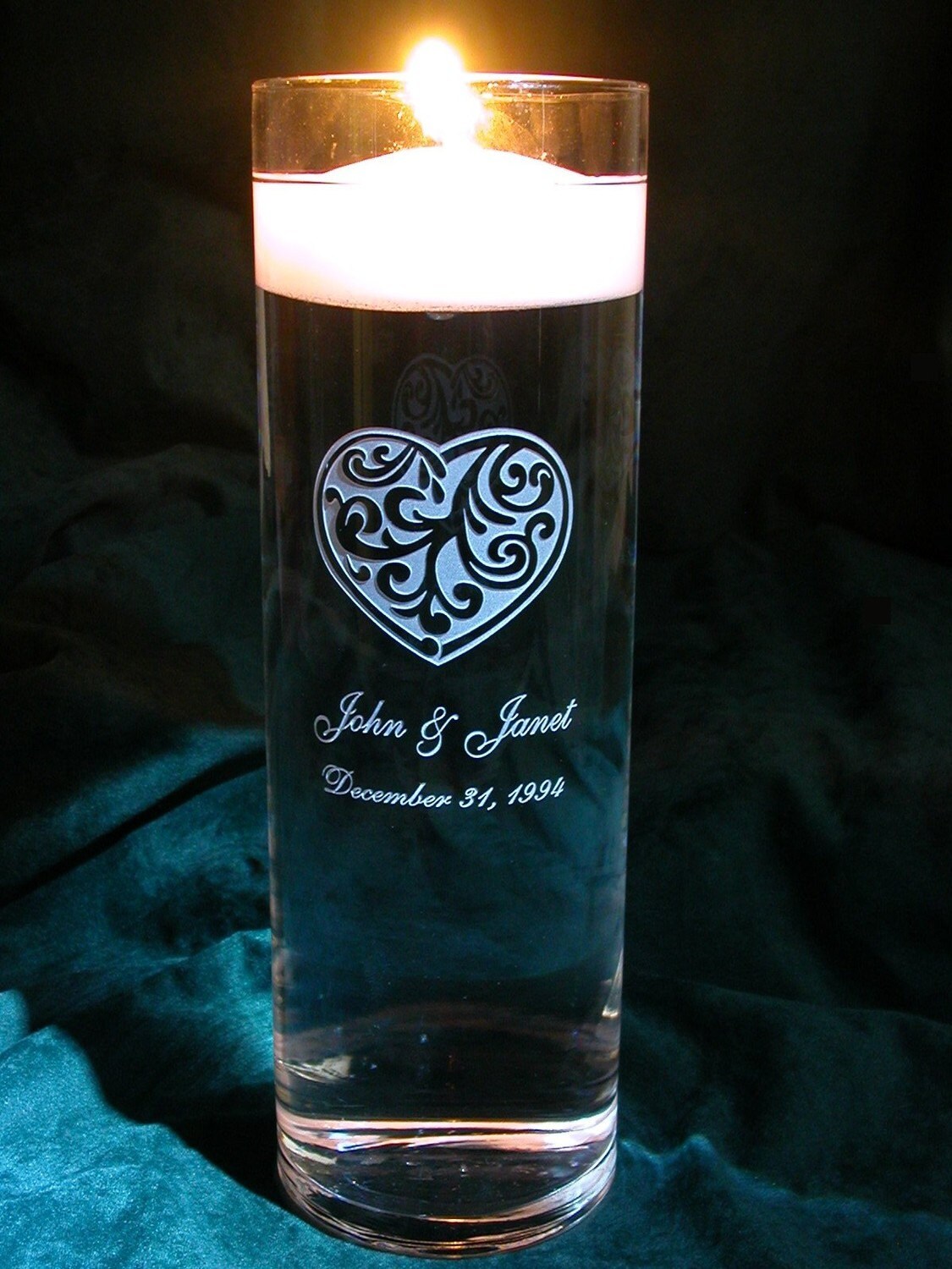 Heart Design Personalized Wedding Floating Unity Candle | Etsy