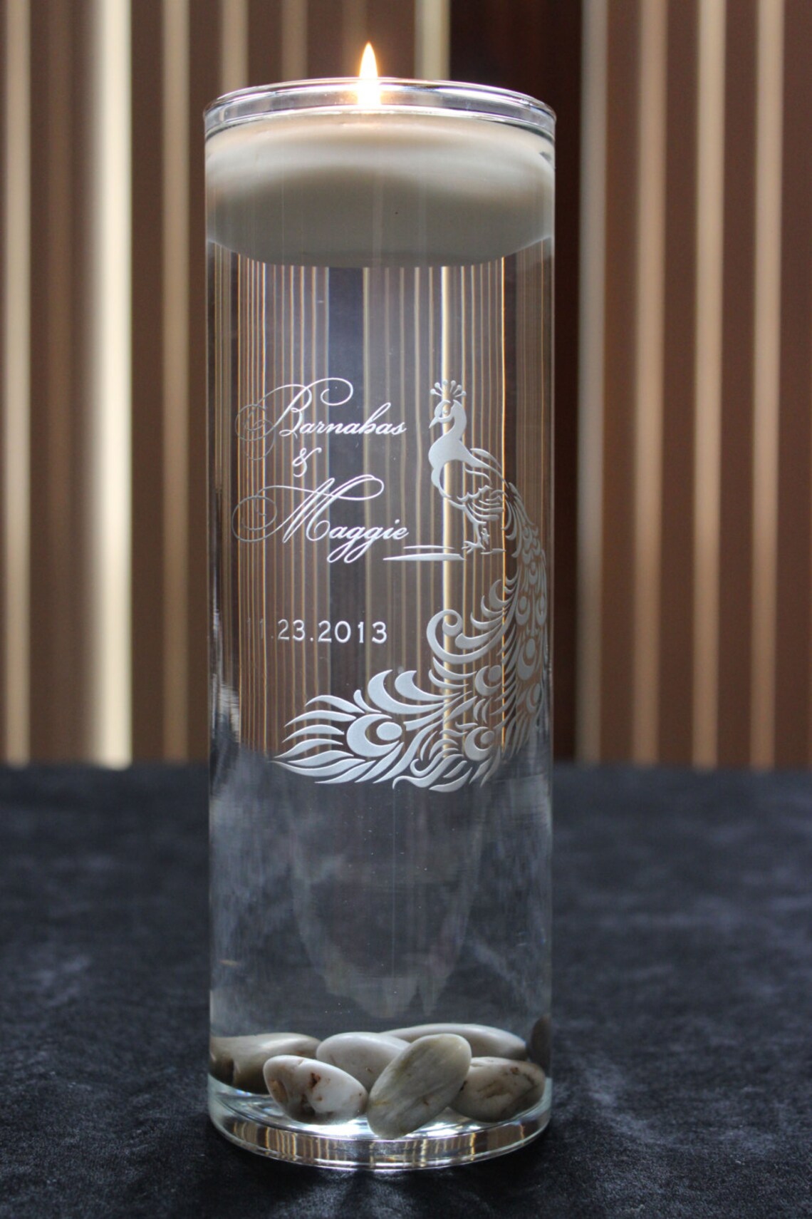 Peacock Theme Personalized Wedding Floating Unity Candle and - Etsy