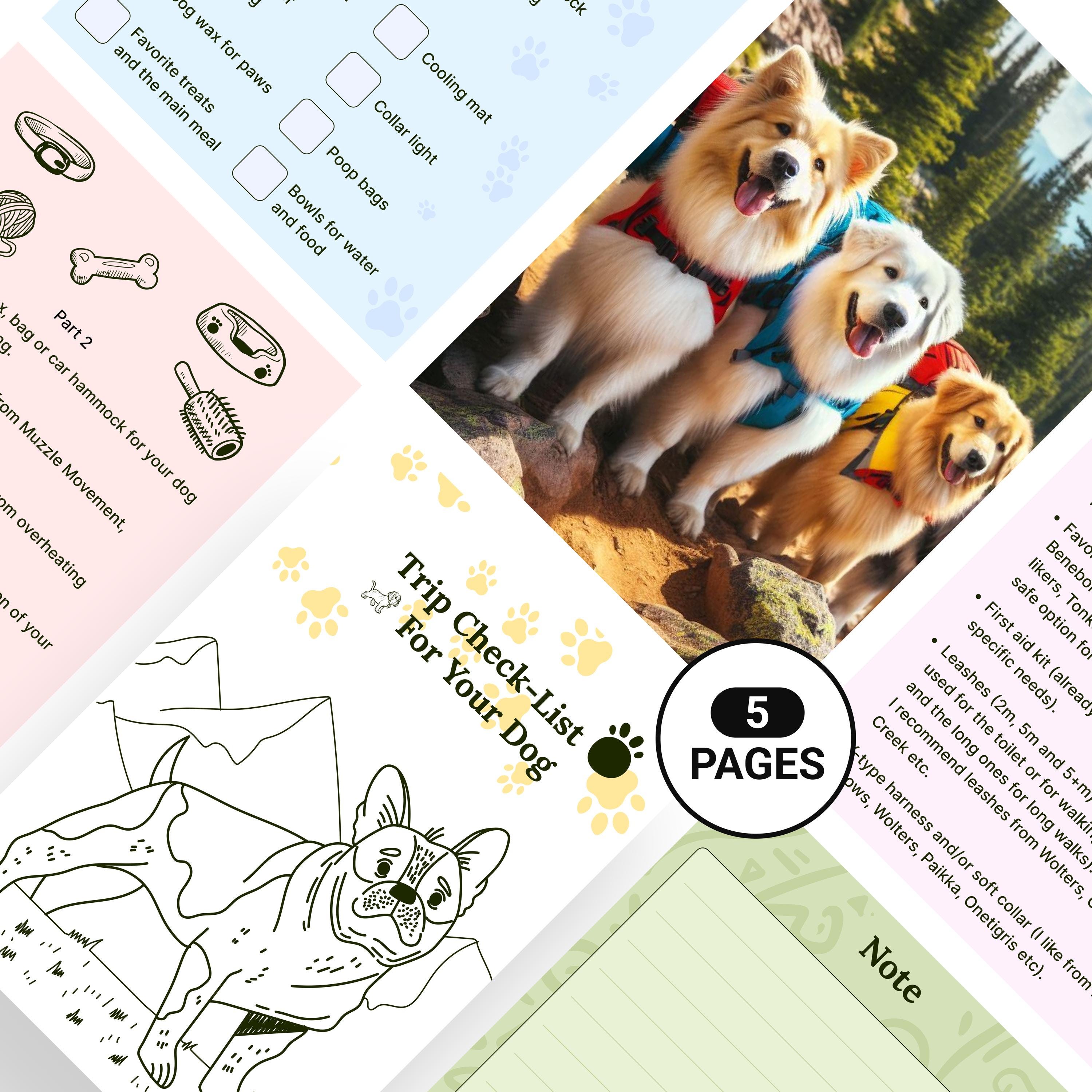 Camping Dog Checklist | Printable Pet Travel Planner | Pre-trip Dog ...