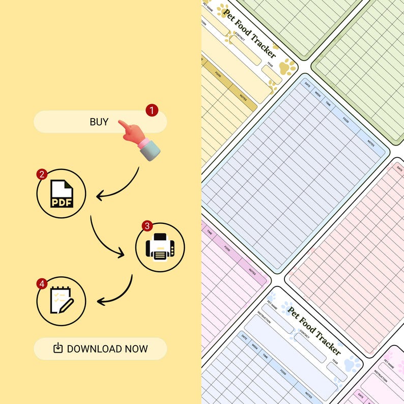 Pet Feeding Tracker Printable | Green | Cat & Dog Food Log | Daily Pet ...