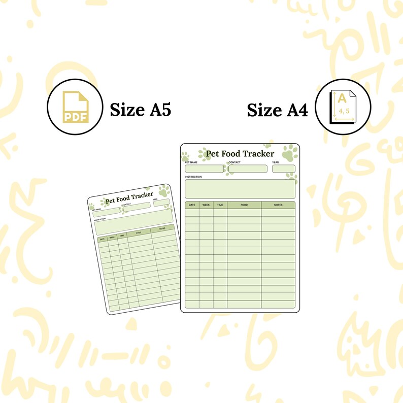 Pet Feeding Tracker Printable | Green | Cat & Dog Food Log | Daily Pet ...