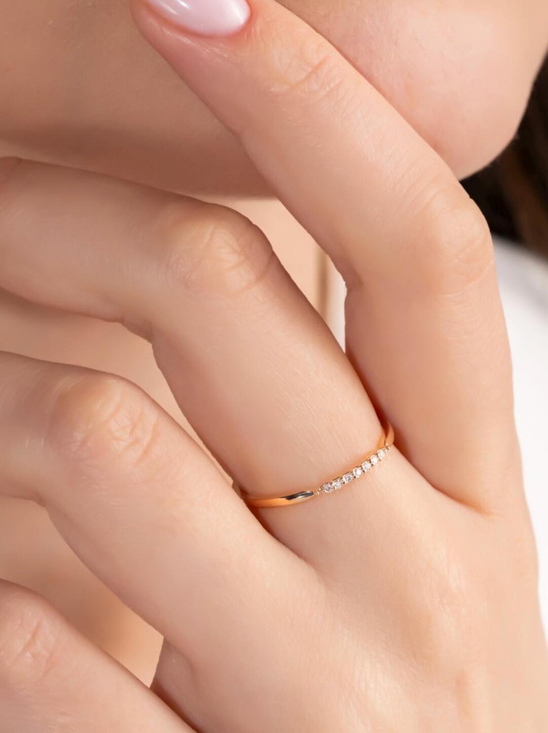 Elegant 14k Solid Gold Stacking Rings: Minimalist Wedding Band ...