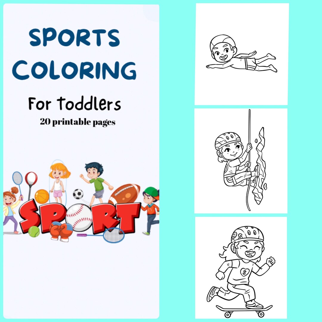 20 Sports Kids Coloring Pages | Printable A4 Activity Book | Digital ...