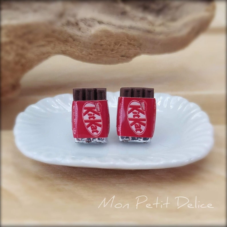 Kit Kat Chocolate Bar Stud Earrings Miniature Polymer Clay - Etsy