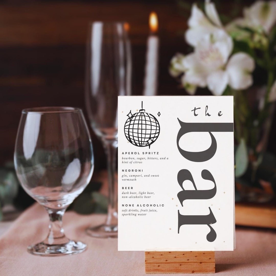 Minimalist Modern Drinks Menu Digital Template 8x10, Printable Drink ...