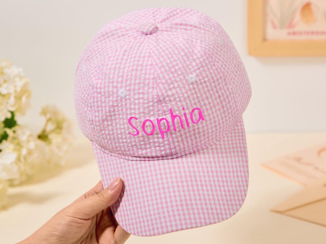 Personalized Seersucker Kids Baseball Cap, Embroidered Name - Etsy