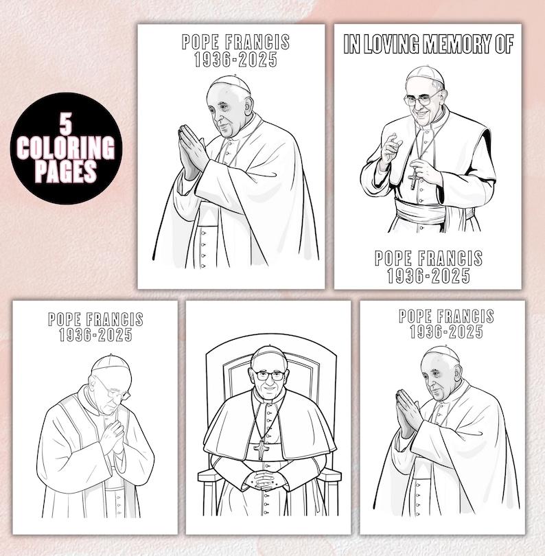 Pope Francis Colouring Pages for Kids, in Loving Memory of Pope Francis ...
