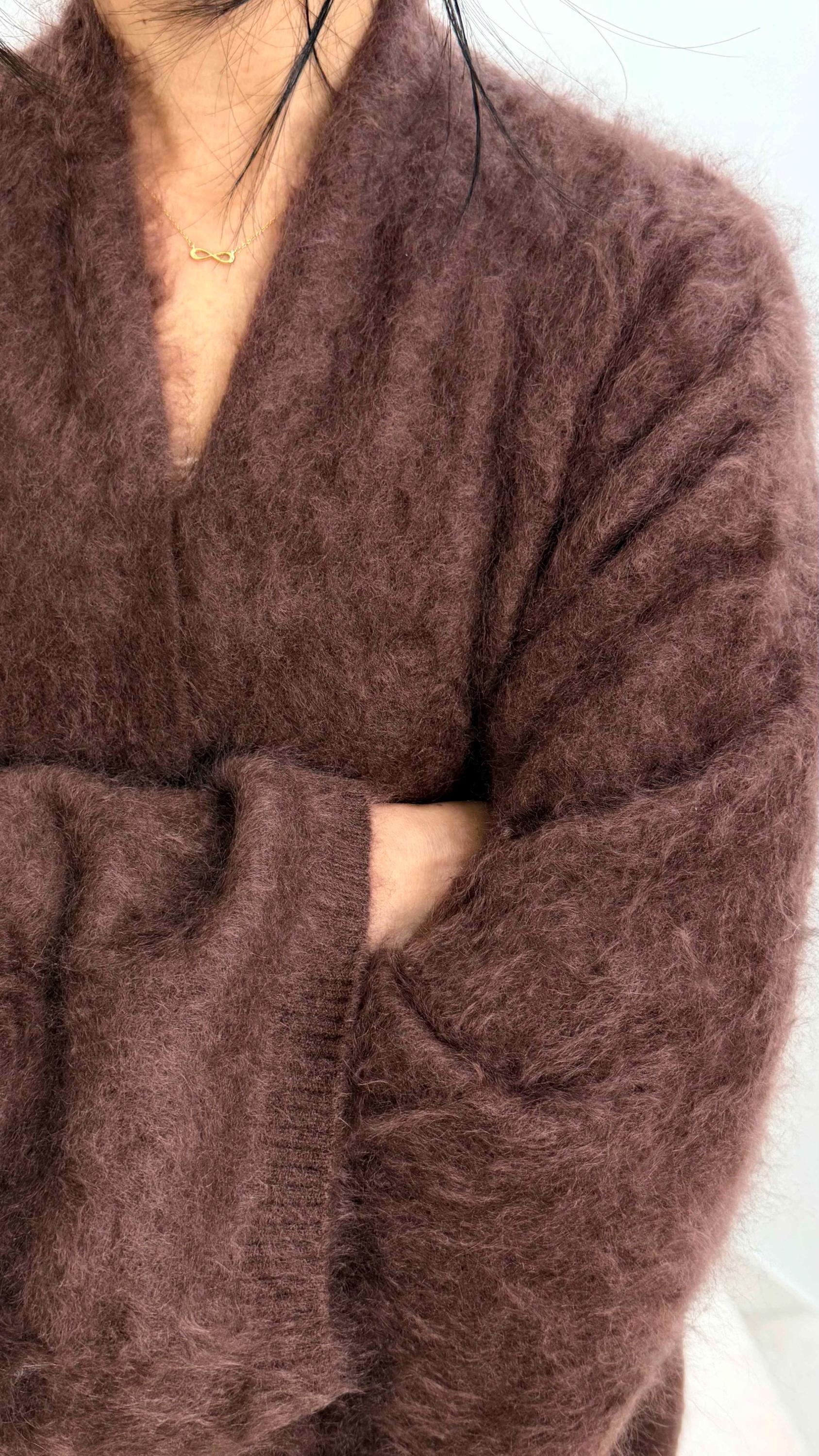 Luxury Brushed Cashmere Cardigan With Single Button Extra Warm and Cozy ...