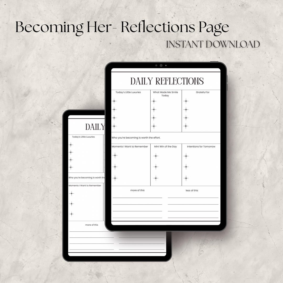 Daily Reflections Journal Page | Printable Self Care Worksheet ...