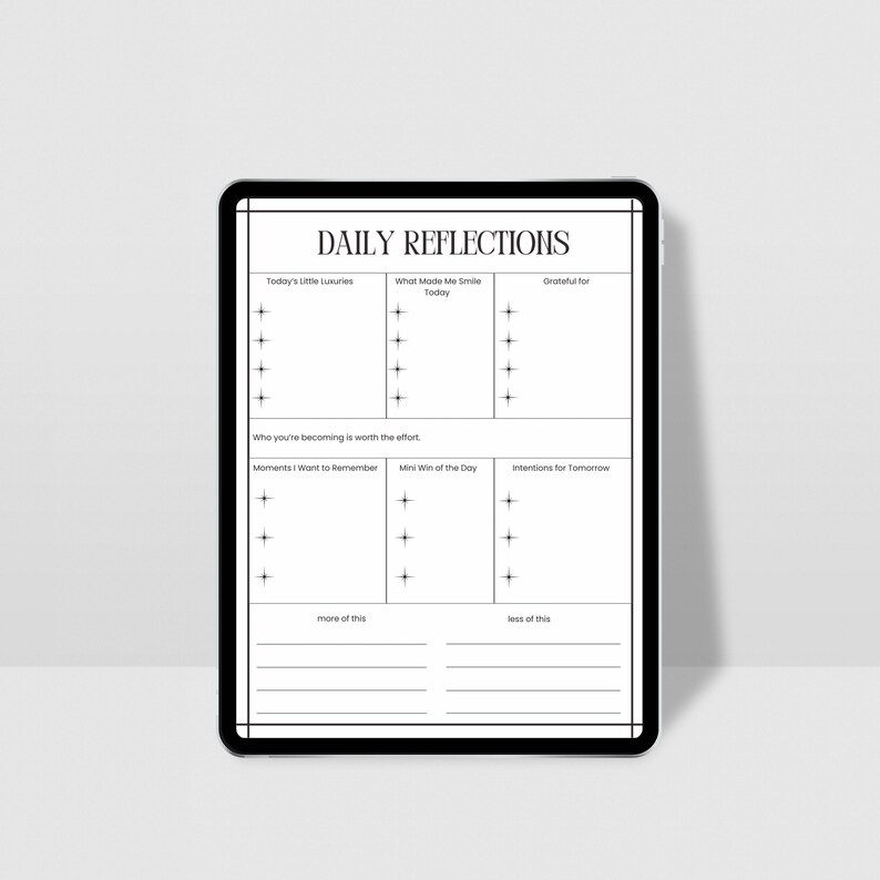Daily Reflections Journal Page | Printable Self Care Worksheet ...