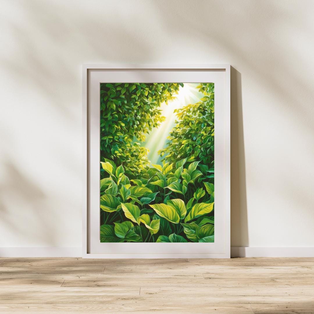 Sunlit Foliage Scene Printable Wall Art – Bright & Serene Nature ...