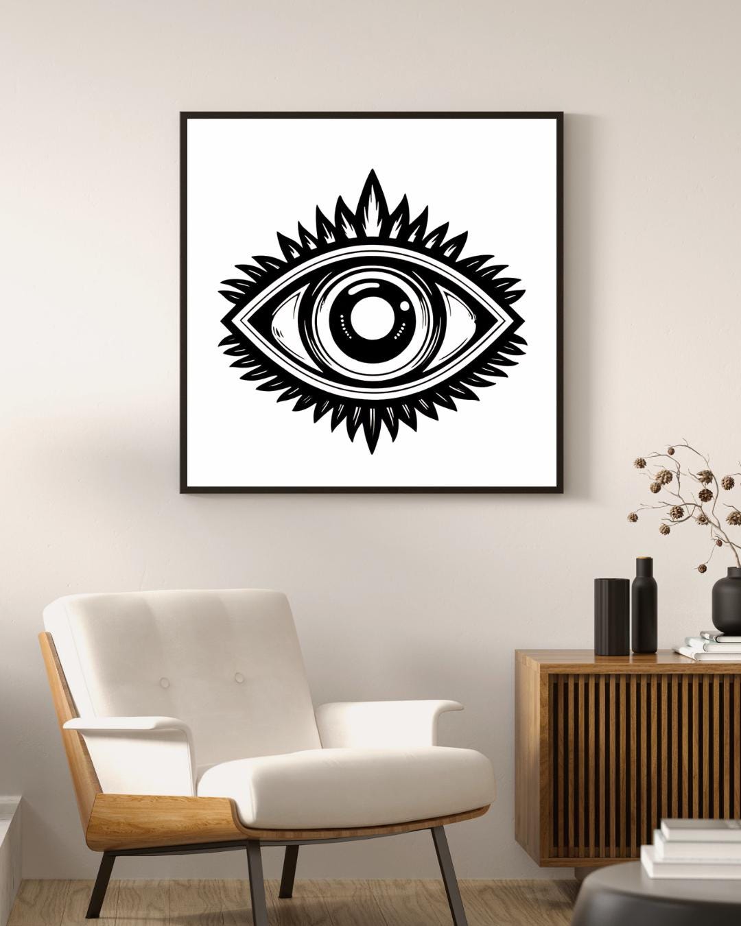 Bohemian Eye Printable Wall Art – Black & White Digital Art – Eye ...