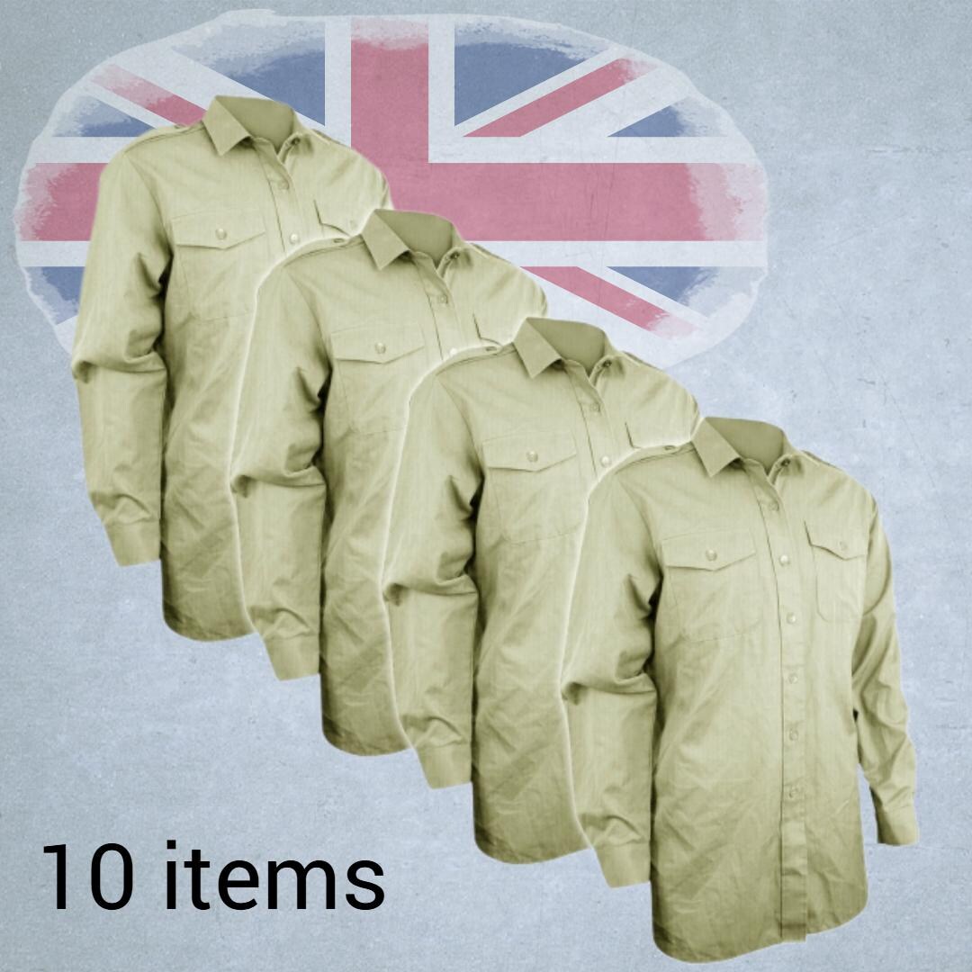 Set of 10 British Military Faen Vintage Shirts - Original Khaki Long ...