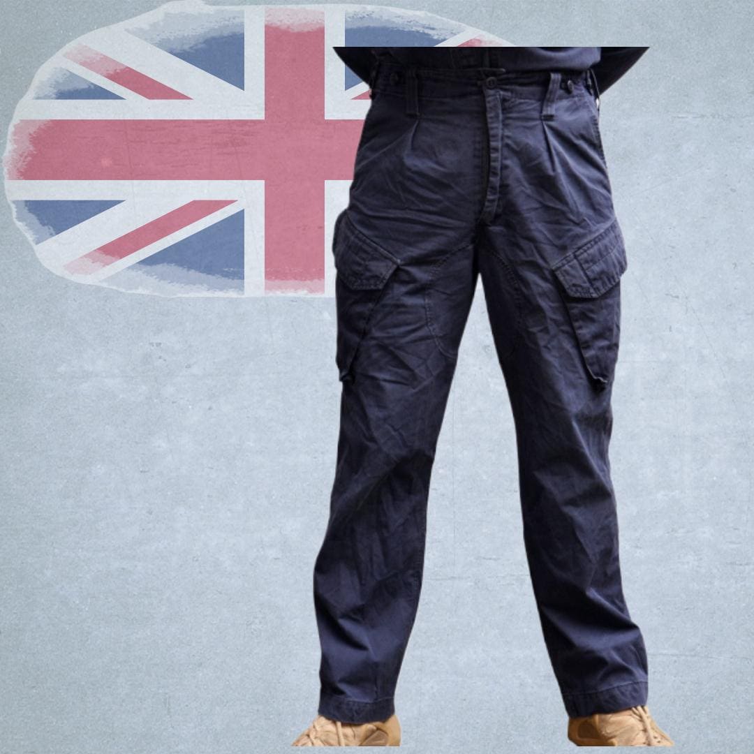 British Navy Blue No.4 Vintage Combat Trousers 5 Pocket Army Used ...