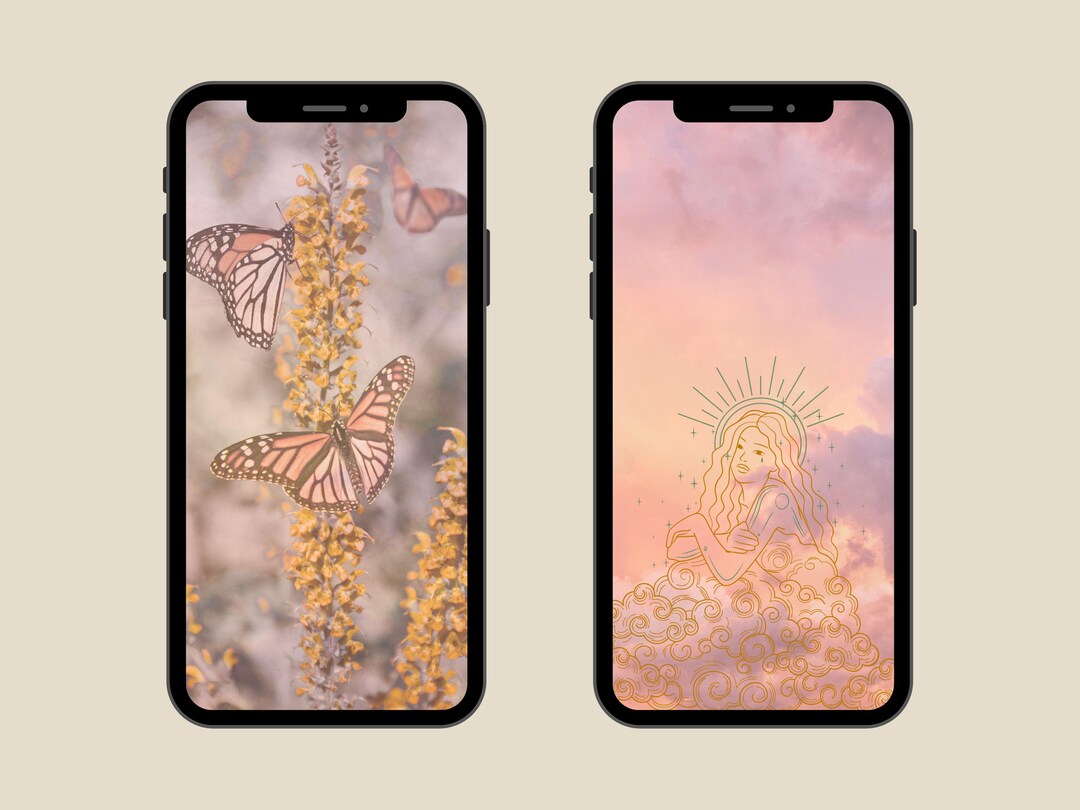 Phone Bundle Wallpaper Aesthetic Background Beige Spring Screensaver ...