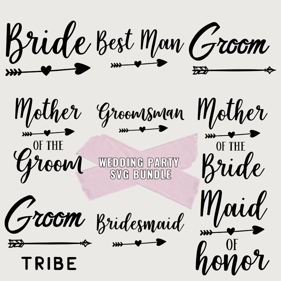 Bridal Party SVG Set – Wedding Titles for Shirts, Sashes, Totes ...