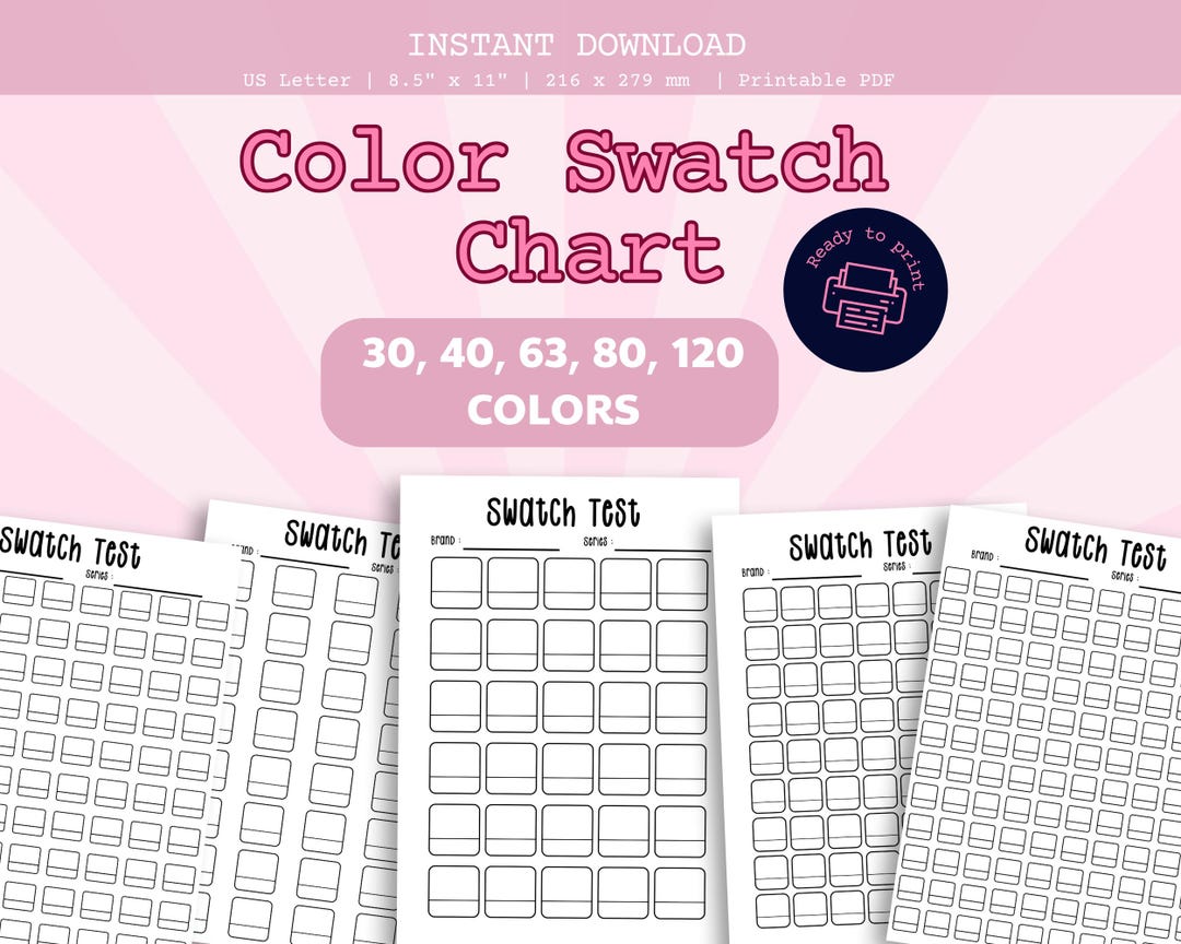Printable Color Swatch Chart – Marker & Pencil Test (PDF) - Etsy