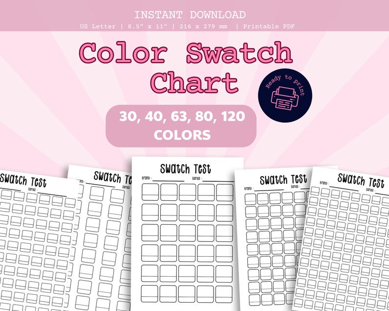 Swatch Test - PRINTABLE Journal Page - Planner Page - Color Test ...